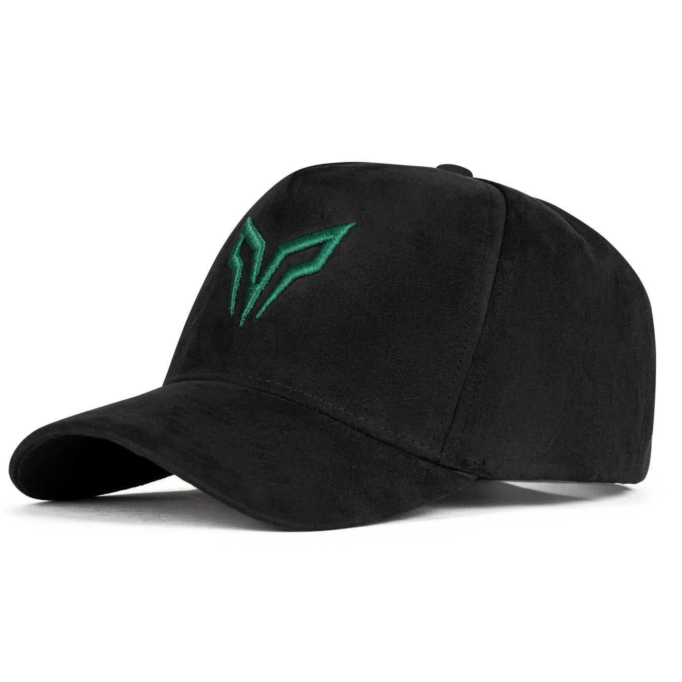 Stealth Black Suede Cap | Green Logo Streetwear Hat – NOGOR SHILPO