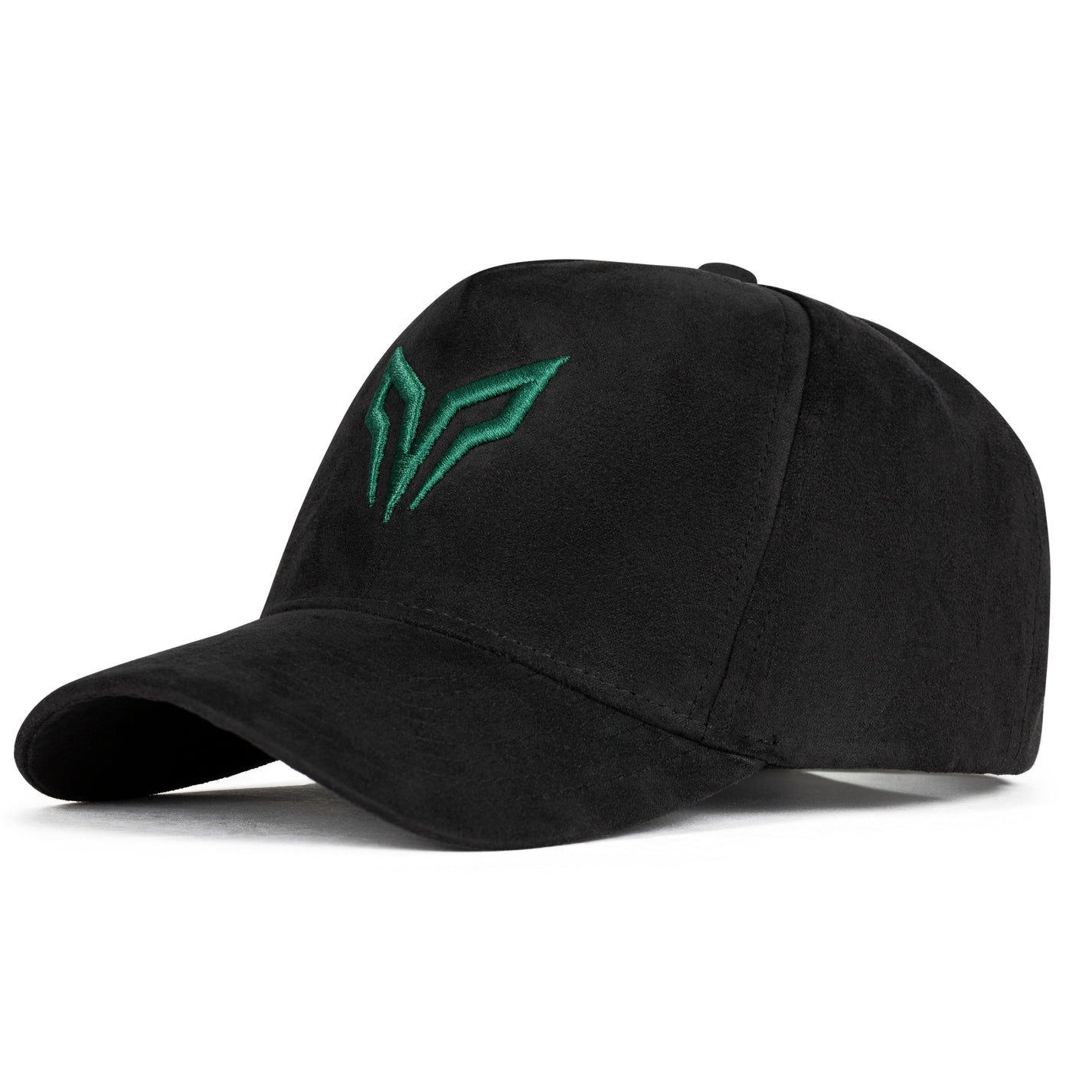 Stealth Black Suede Cap | Green Logo Streetwear Hat – NOGOR SHILPO